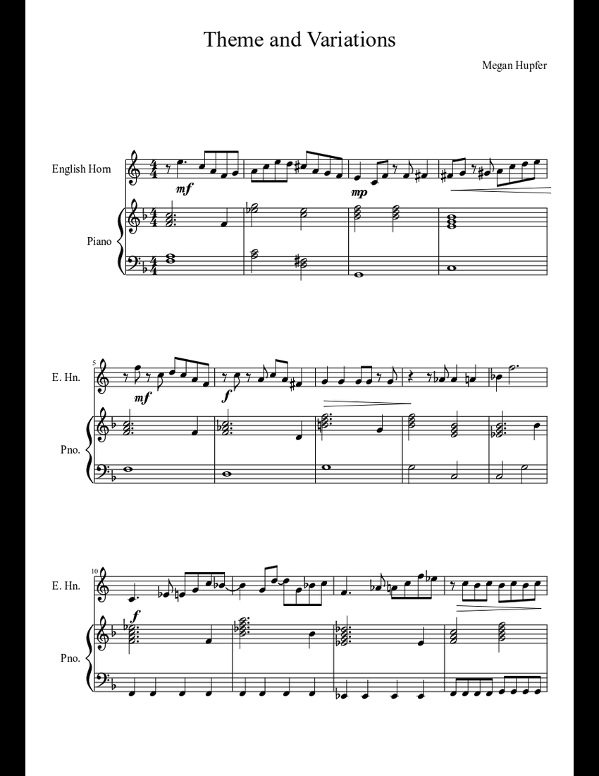 Theme and Variations sheet music download free in PDF or MIDI