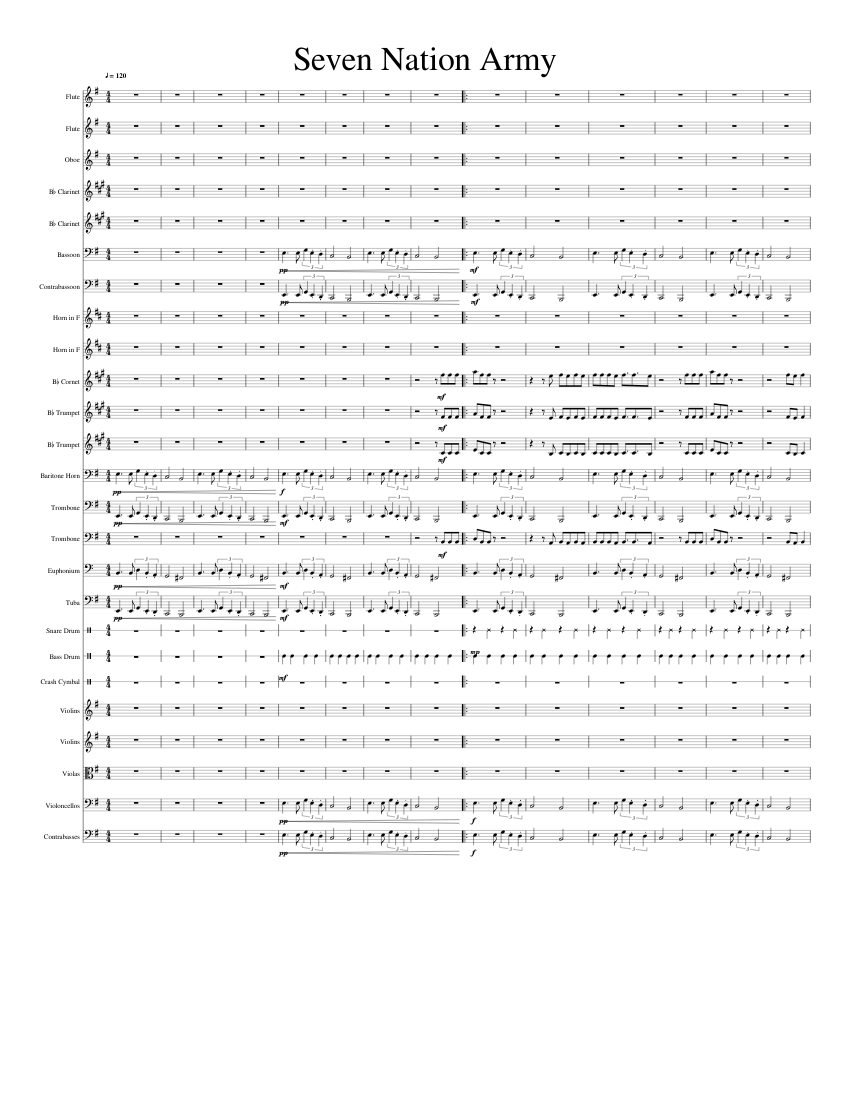 Seven Nation Army Orchestra Sheet music for Flute, Clarinet, Oboe ...