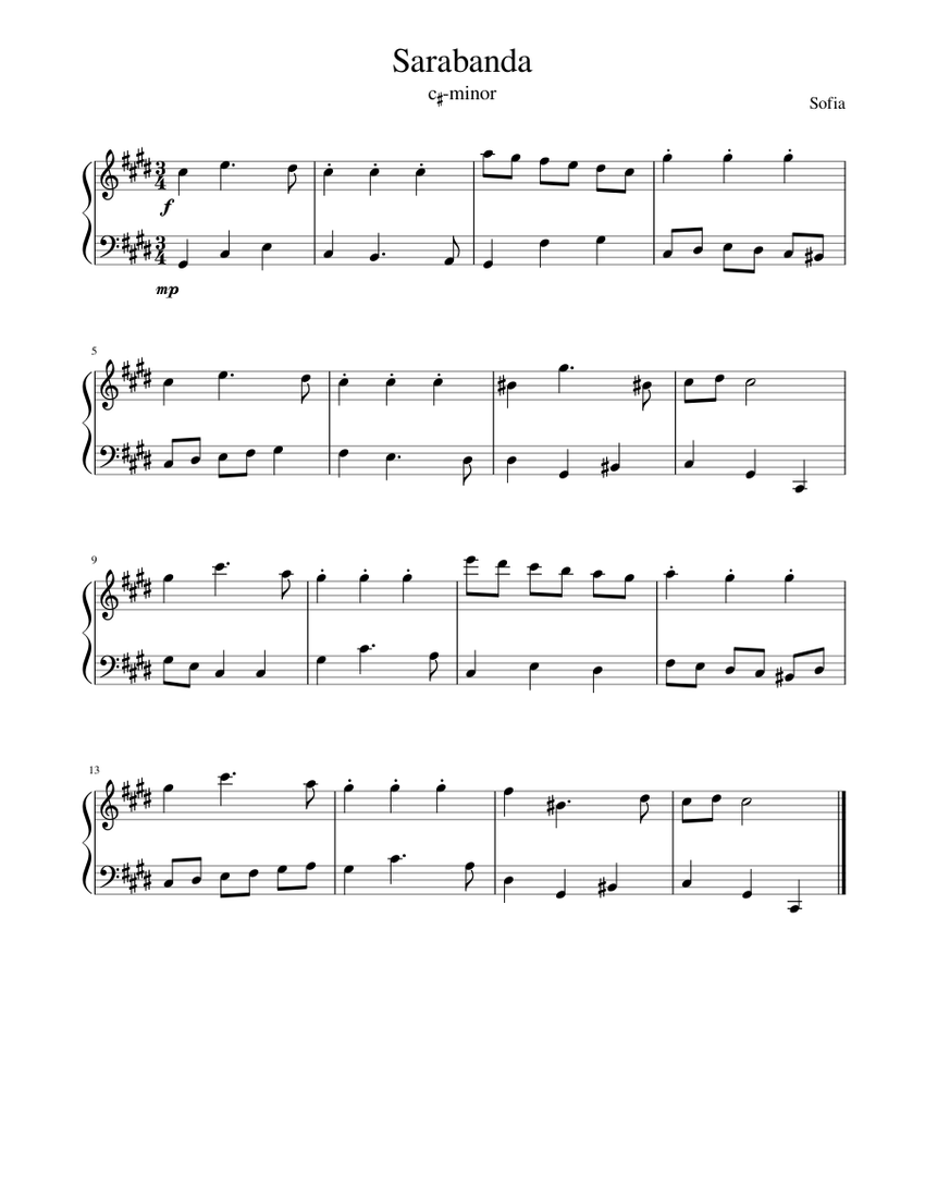 Sarabanda Sheet music for Piano (Solo) | Musescore.com
