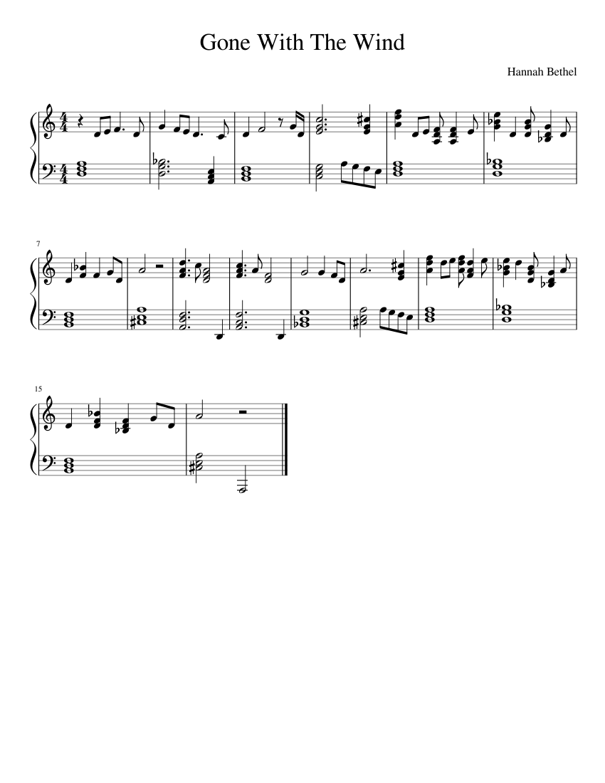 Gone With The Wind Sheet music for Piano | Download free in PDF or MIDI | Musescore.com