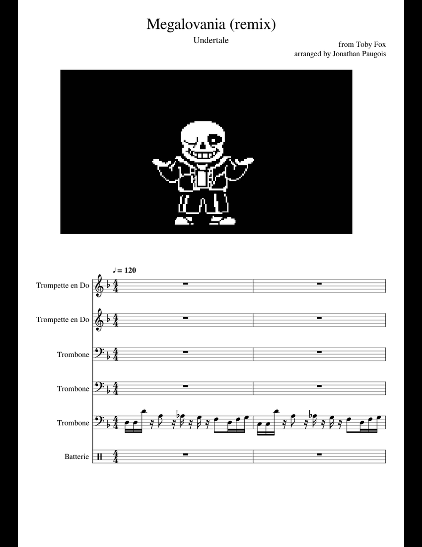 Undertale - Megalovania sheet music for Trumpet, Synthesizer, Percussion download free in PDF or ...