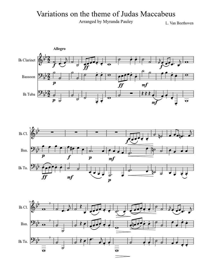 Variations on the theme of Judas Maccabeus Sheet music | Download free ...