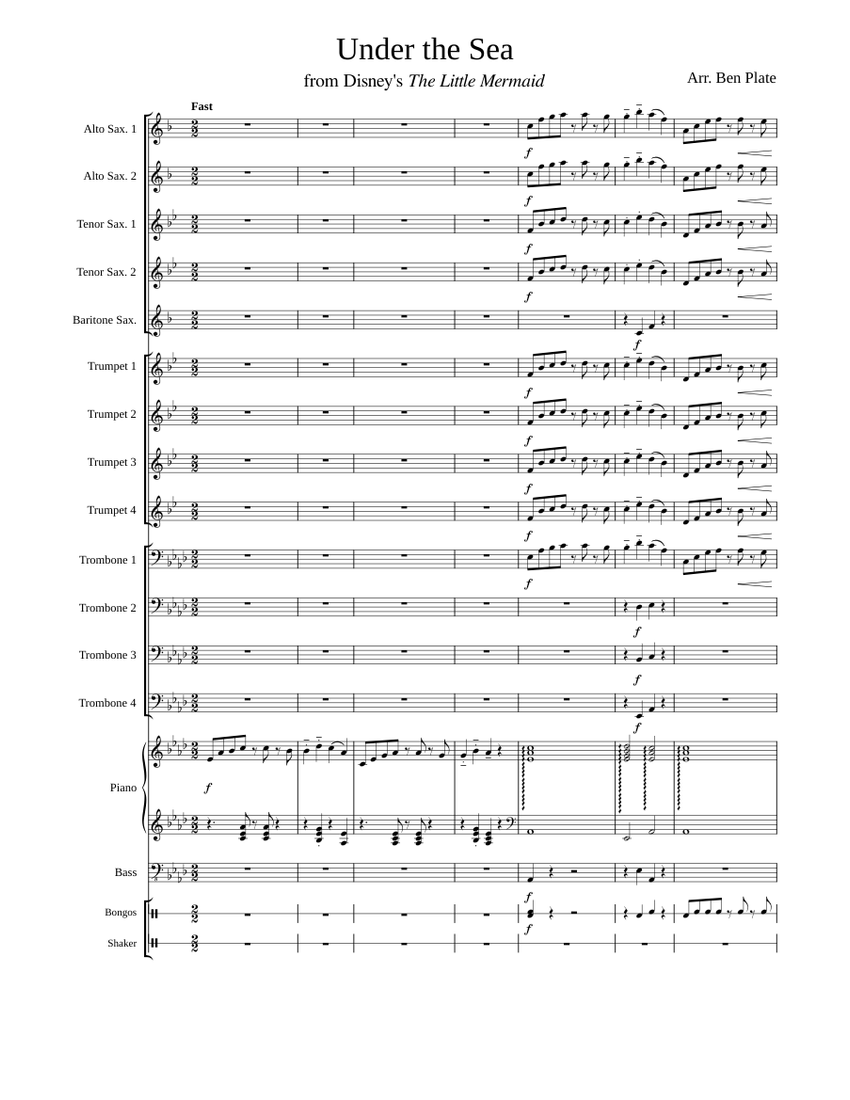 The Little Mermaid - Under the Sea (Jazz Band) Sheet music for Piano ...