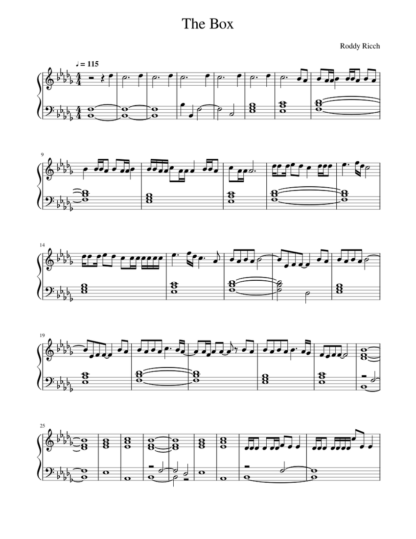 Roddy Ricch - The Box Sheet music for Piano (Solo) | Musescore.com