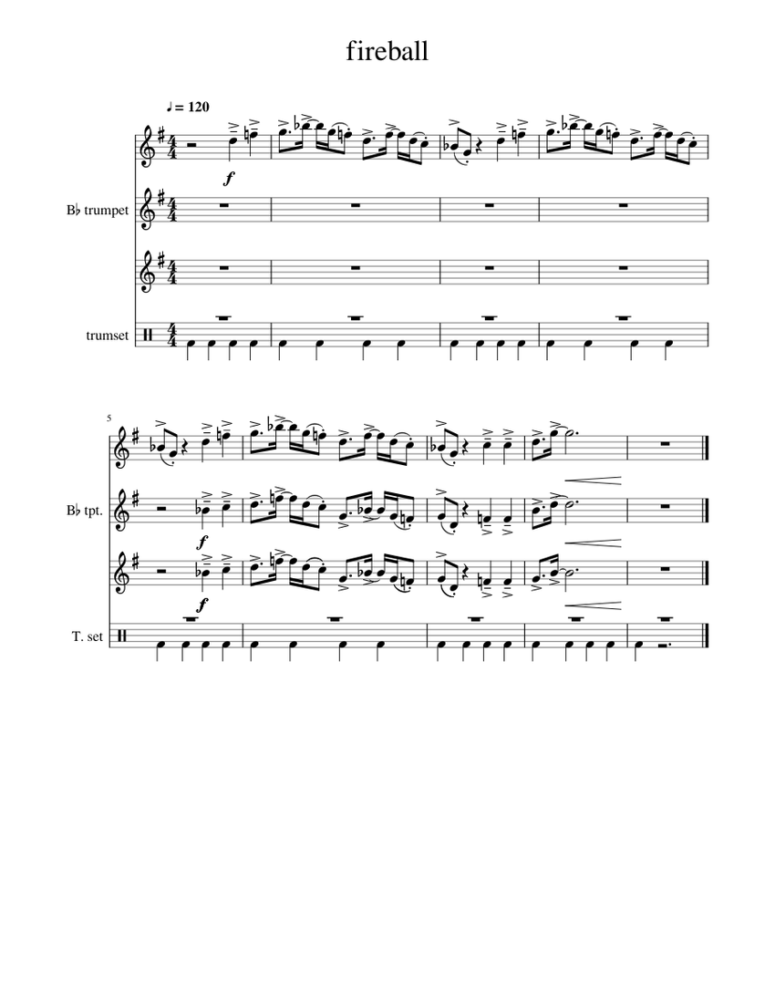 fireball Sheet music for Trumpet (In B Flat), Drum Group (Pep Band ...