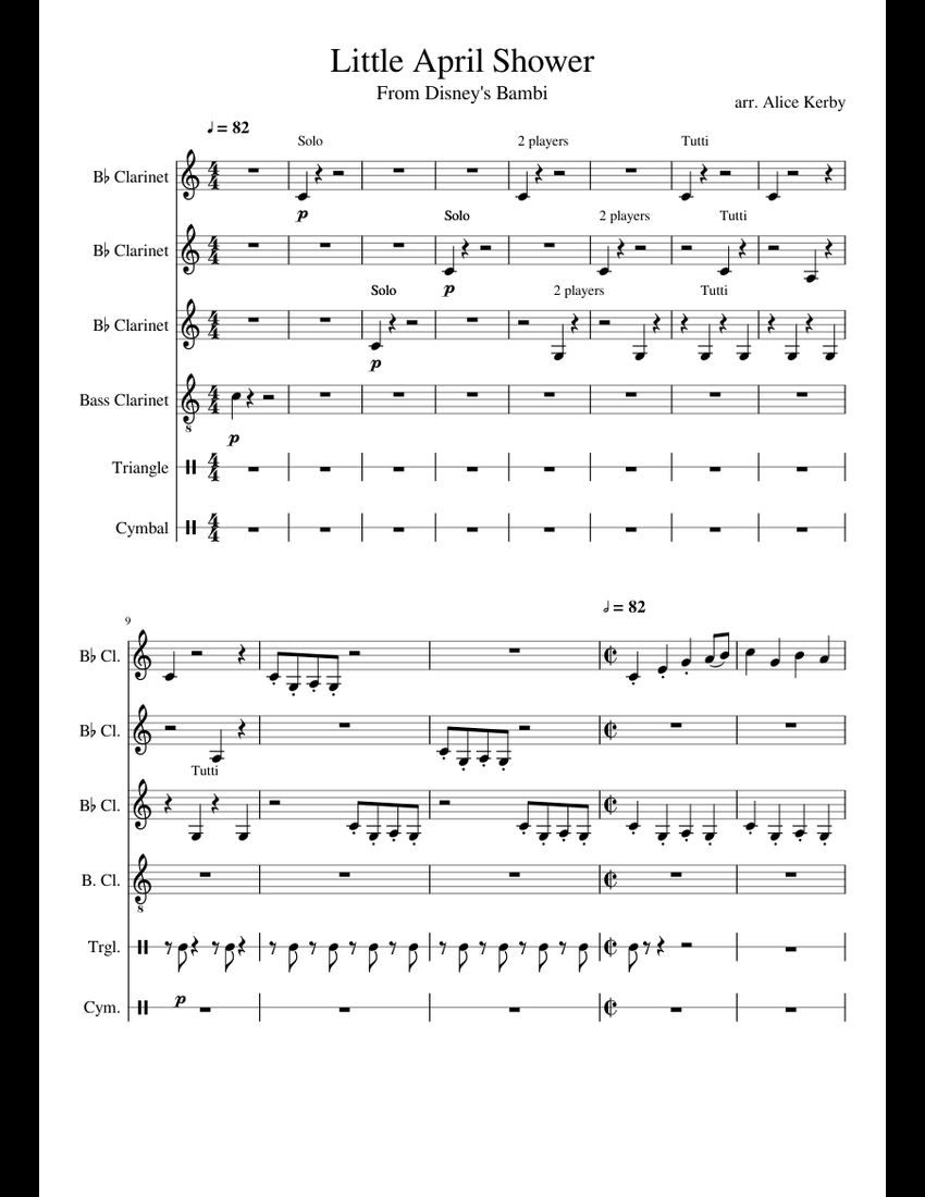 Little April Shower sheet music for Clarinet, Percussion download free ...