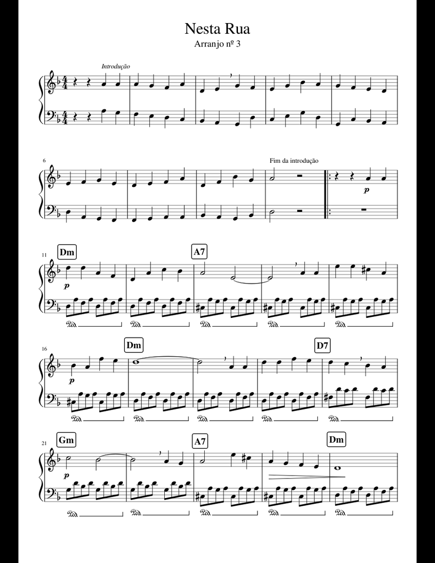 Nesta Rua Arranjo 3 sheet music for Piano download free in PDF or MIDI