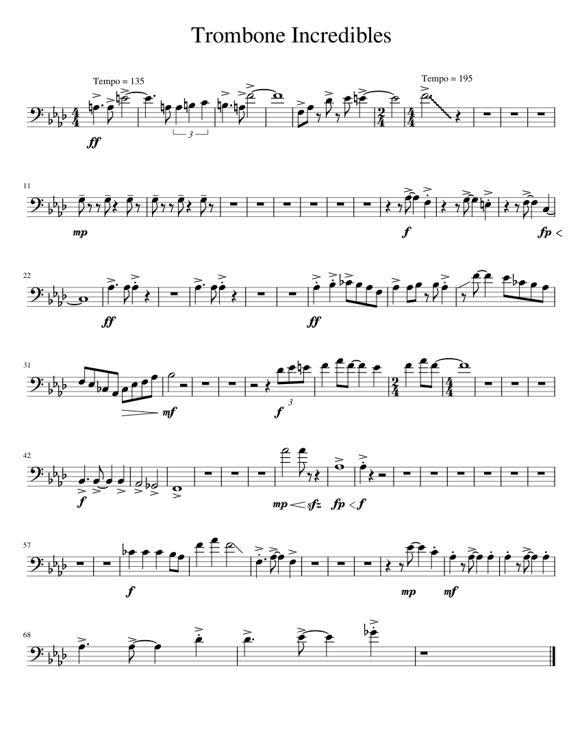 Trombone_Incredibles Sheet music for Trombone (Solo) | Musescore.com