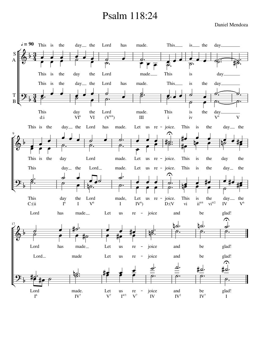 Psalm 118:24 Sheet music for Female, Male (SATB) | Musescore.com
