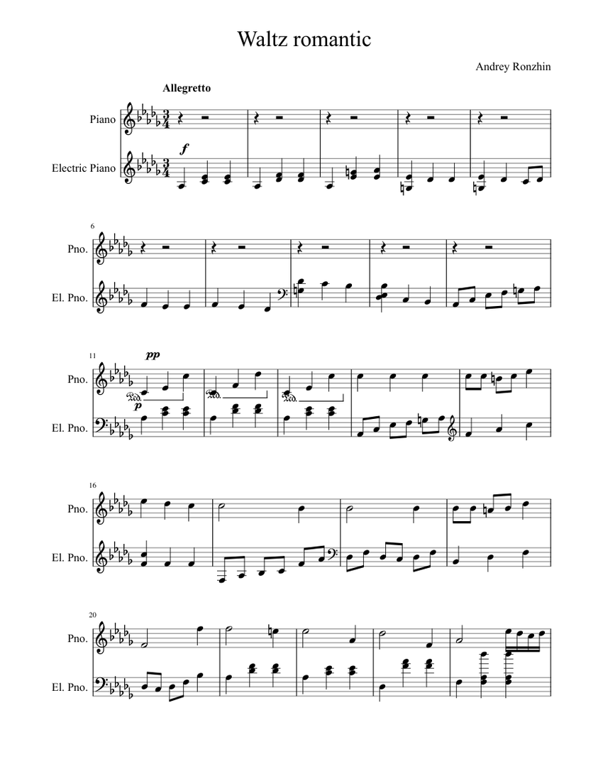 Waltz romantic Sheet music for Piano | Download free in PDF or MIDI ...