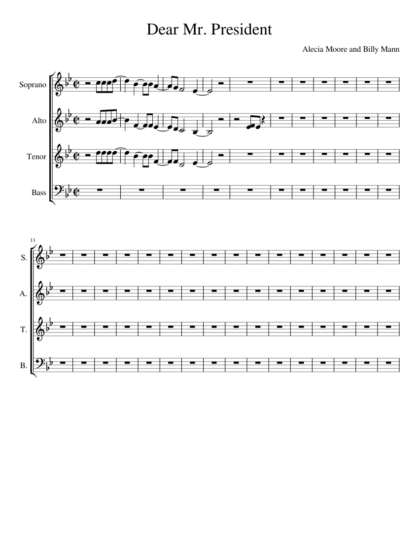 Dear Mr. President sheet music for Voice download free in PDF or MIDI