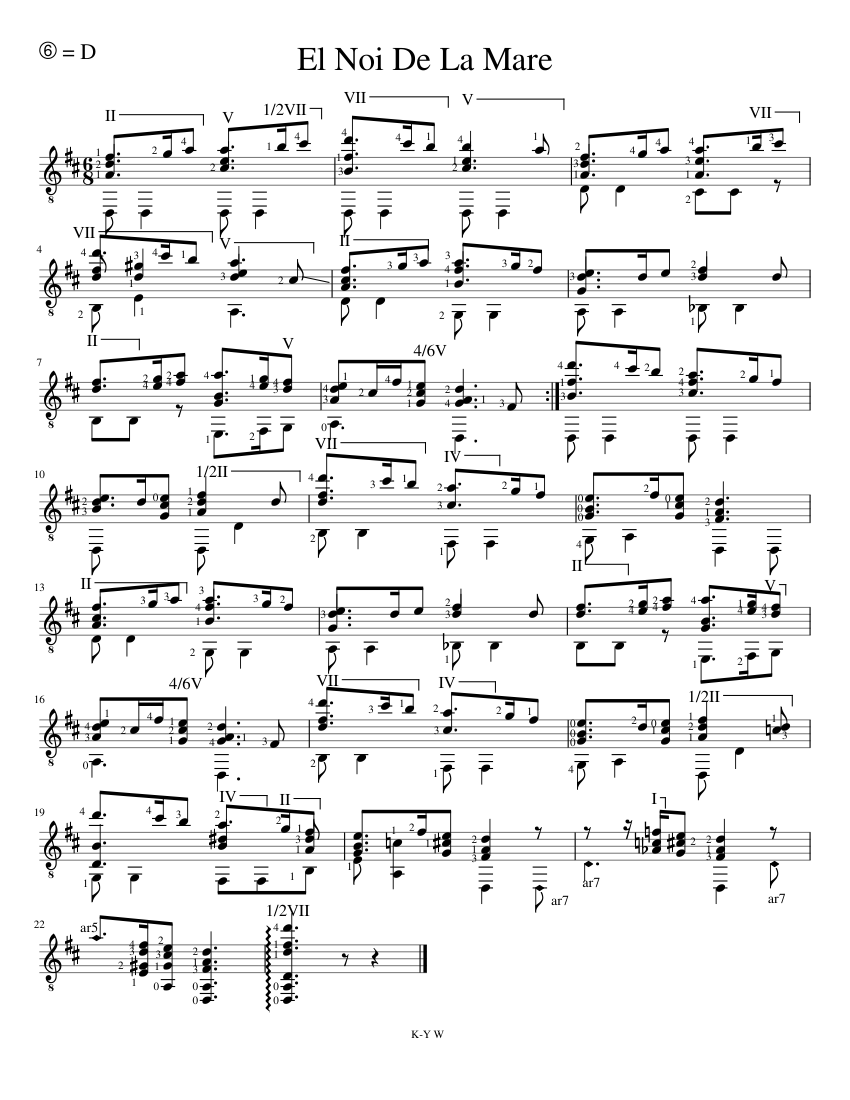 El Noi de la Mare (classical guitar)(Segovia version) Sheet music for ...