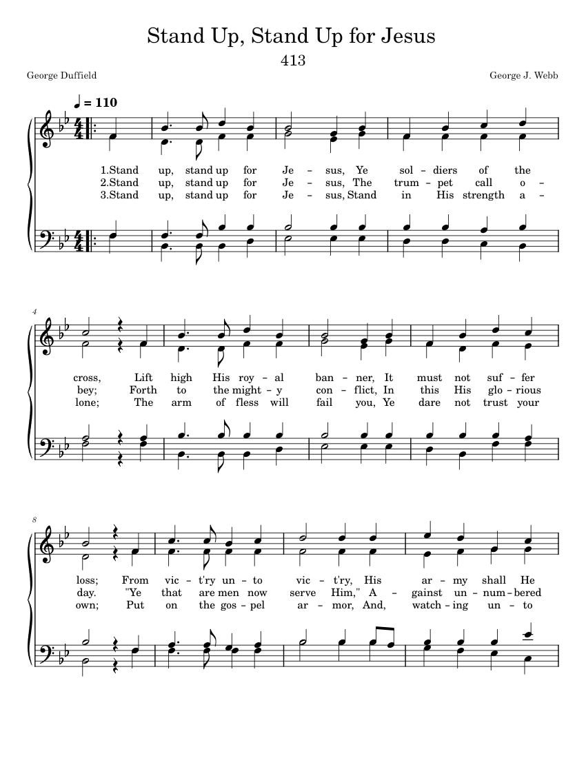 413 Stand Up, Stand Up for Jesus Sheet music for Piano (Solo ...