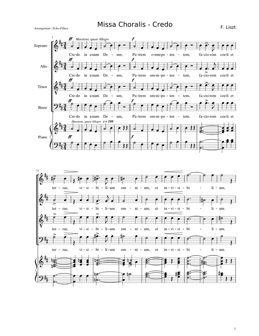Missa Choralis SATB piano 3 Credo Sheet music for Piano (Mixed Quintet ...