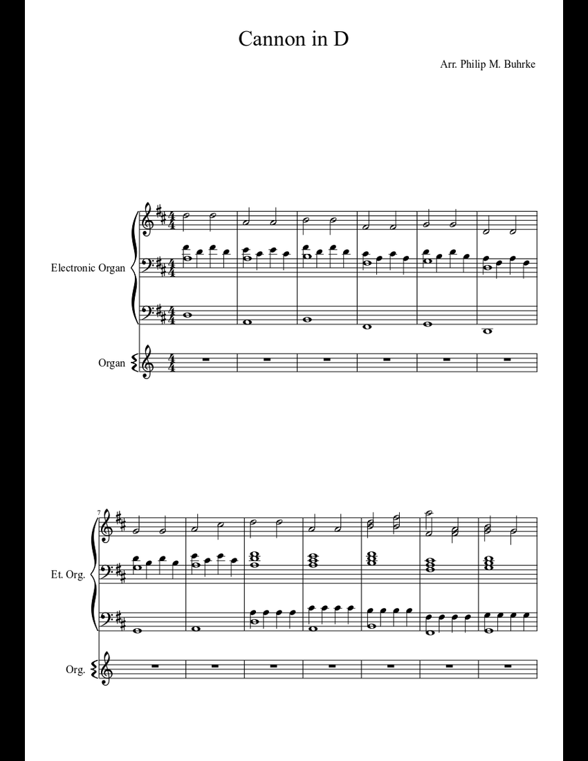 Cannon in D sheet music download free in PDF or MIDI