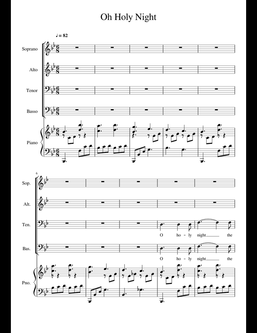 Oh Holy Night sheet music for Violin, Piano, Oboe, Bassoon download ...
