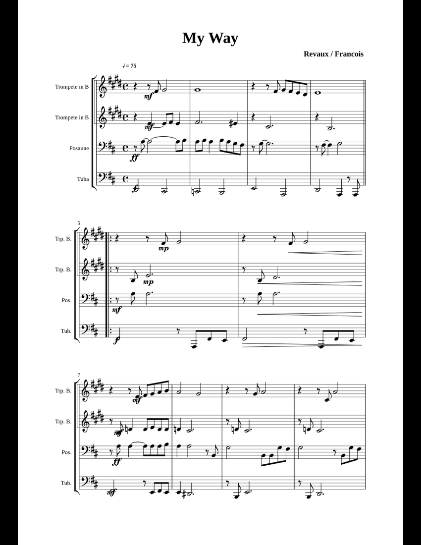 My Way sheet music for Trumpet, Trombone, Tuba download free in PDF or MIDI