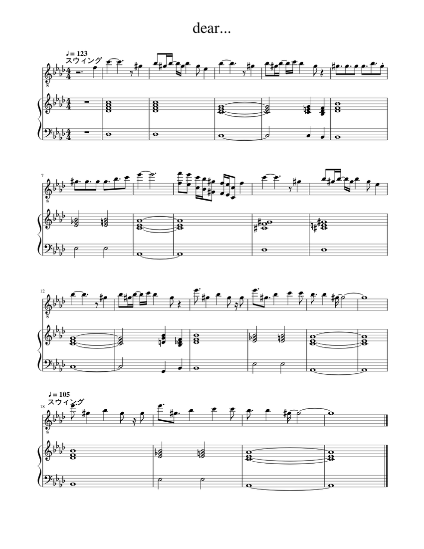 dear... Sheet music for Piano | Download free in PDF or MIDI ...
