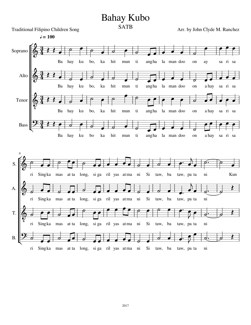Bahay Kubo sheet music for Voice download free in PDF or MIDI