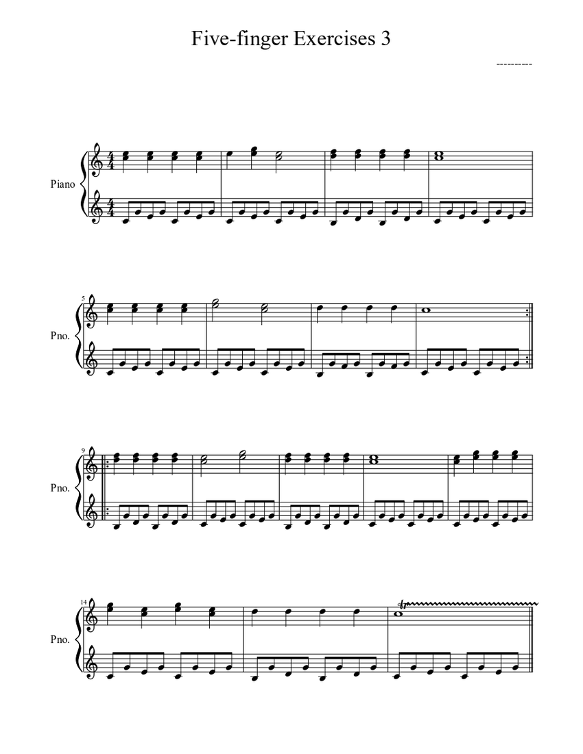 Five-Finger Exercises 3 Sheet music for Piano (Solo) | Musescore.com