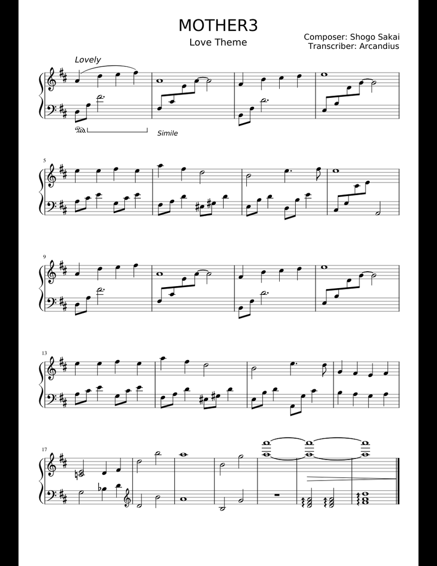 MOTHER 3 - Love Theme sheet music for Piano download free in PDF or MIDI