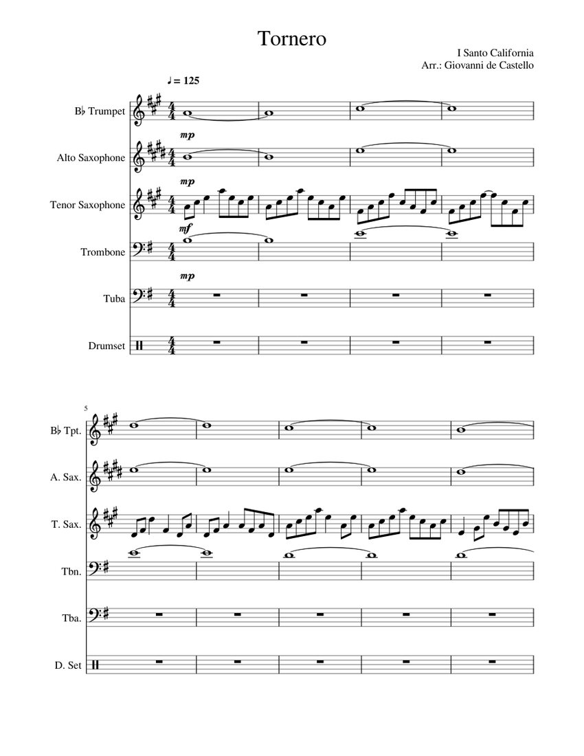 Tornero - I Santo California (Lucky Chops Version) Sheet music for ...