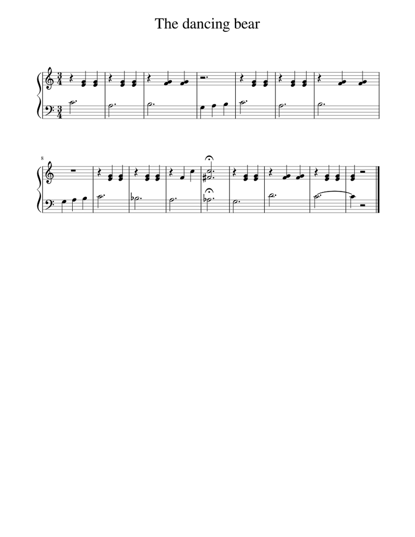 The dancing bear Sheet music for Piano | Download free in PDF or MIDI ...