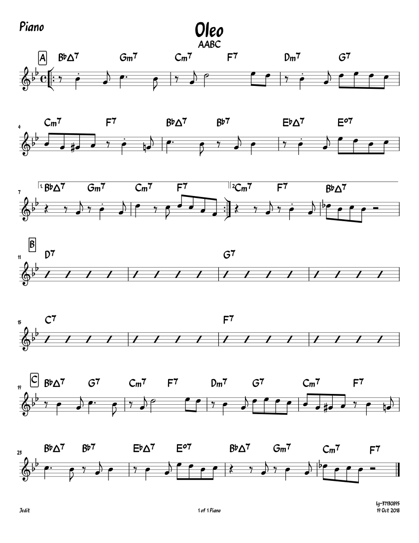 Oleo Sheet music for Piano (Solo) | Musescore.com