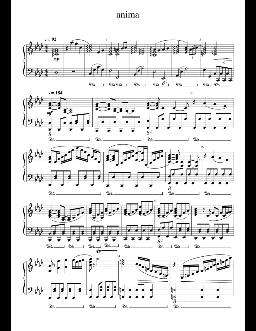 anima sheet music for Piano download free in PDF or MIDI
