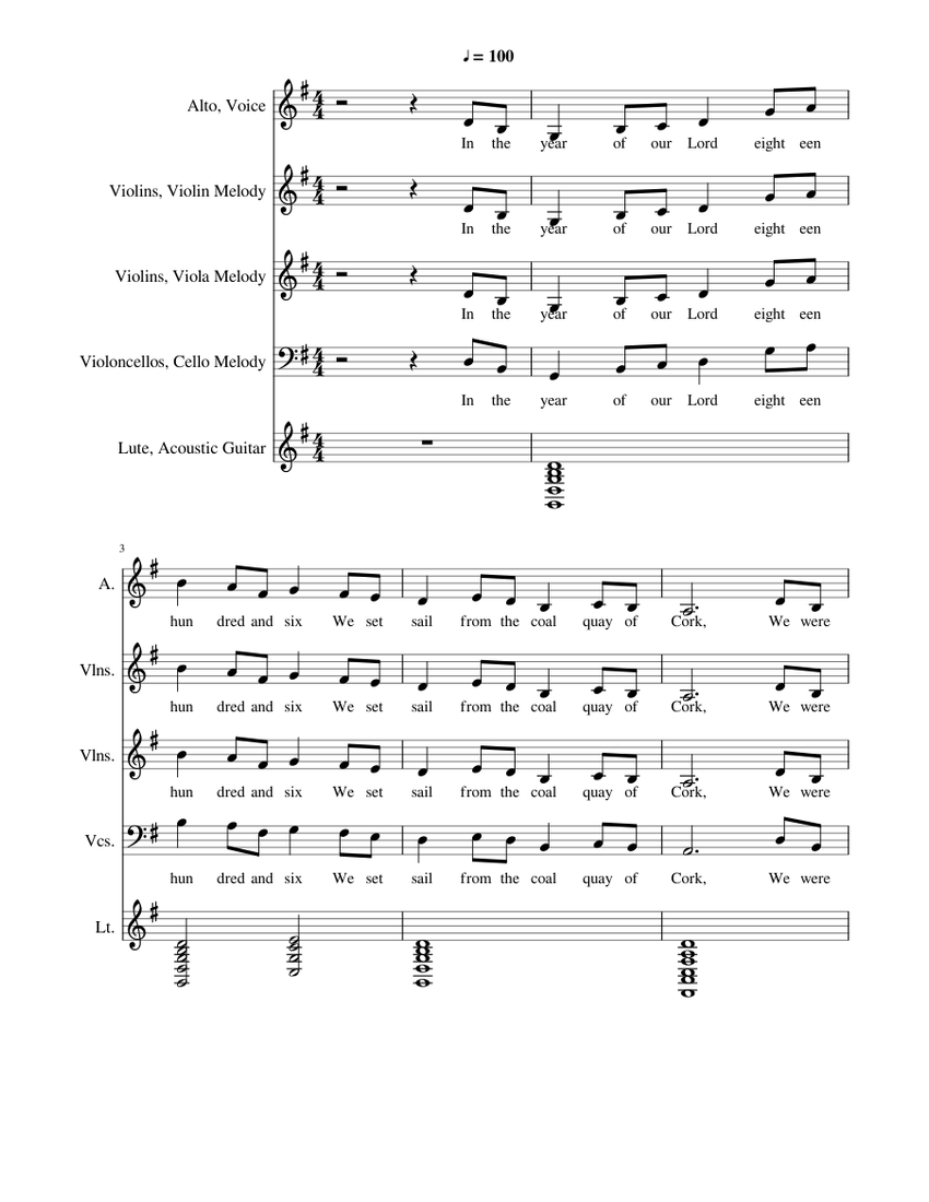 Irish Rover Sheet music for Voice, Strings, Guitar | Download free in ...