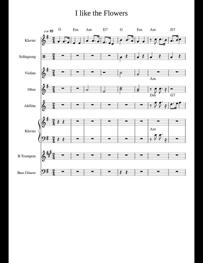I like the Flowers Final sheet music for Piano, Violin, Flute ...