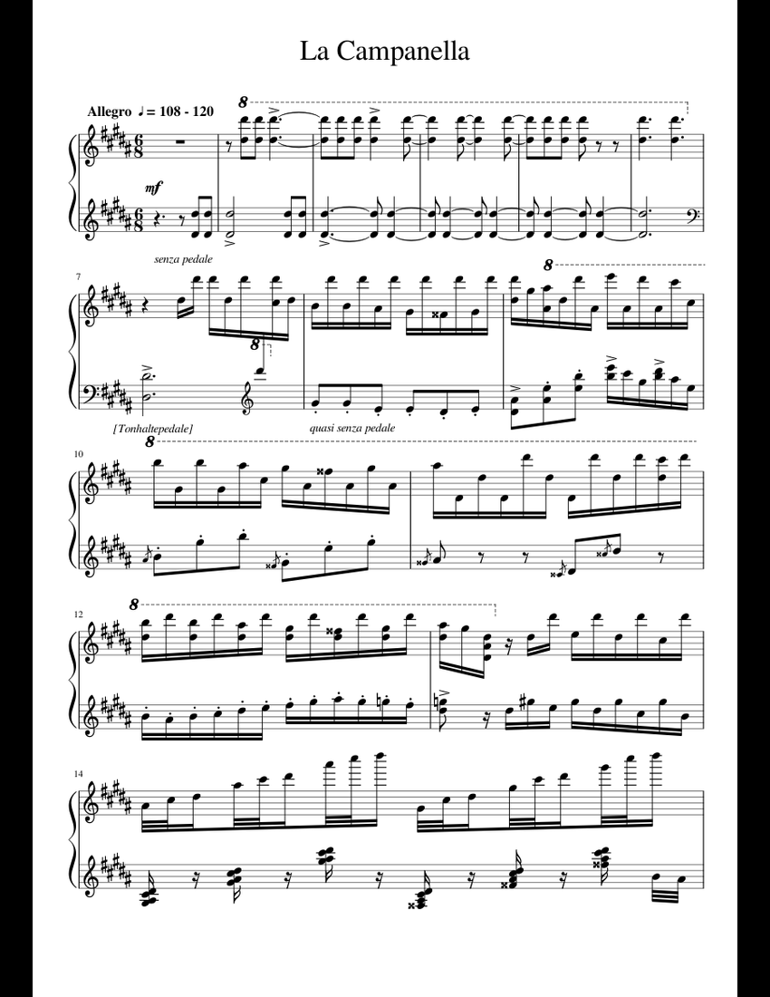 La campanella (Transcription) sheet music for Piano download free in PDF or MIDI