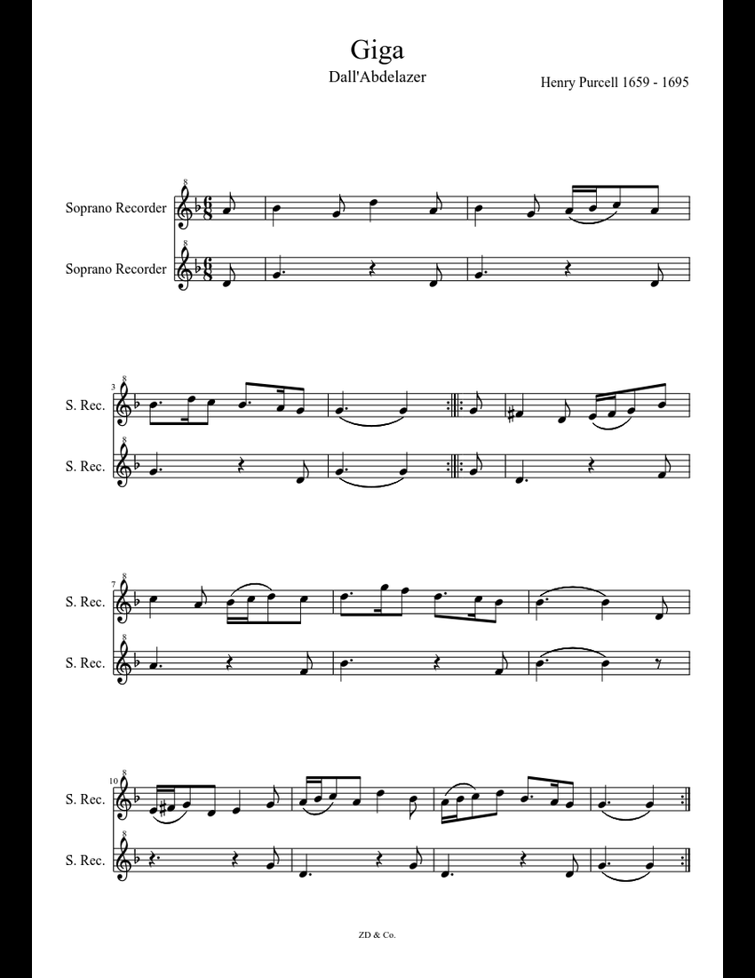 Giga sheet music download free in PDF or MIDI