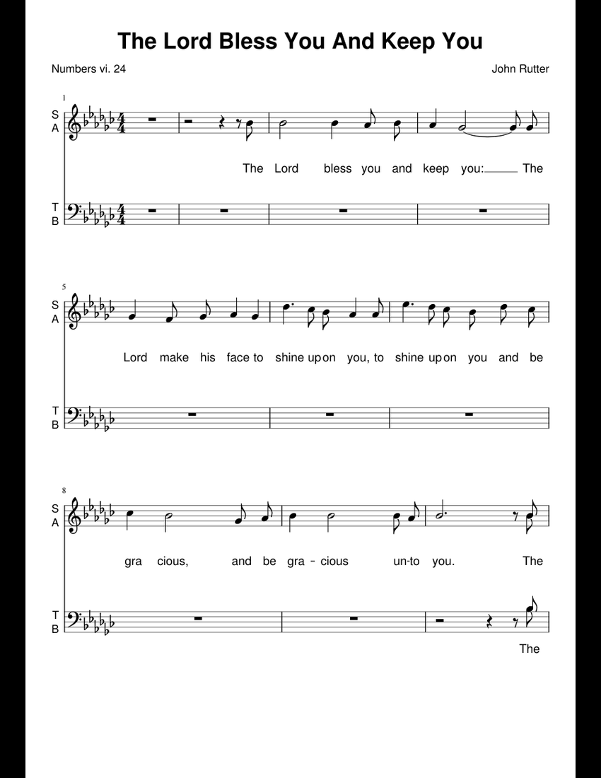 The Lord Bless you And Keep You (Rutter) sheet music for Clarinet ...