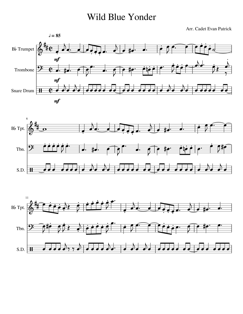 Wild Blue Yonder Sheet music for Trumpet, Trombone, Percussion ...