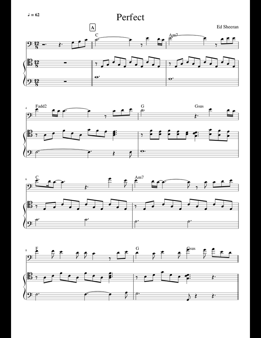 Perfect EdSheeran for cello piano sheet music for Piano, Oboe download ...
