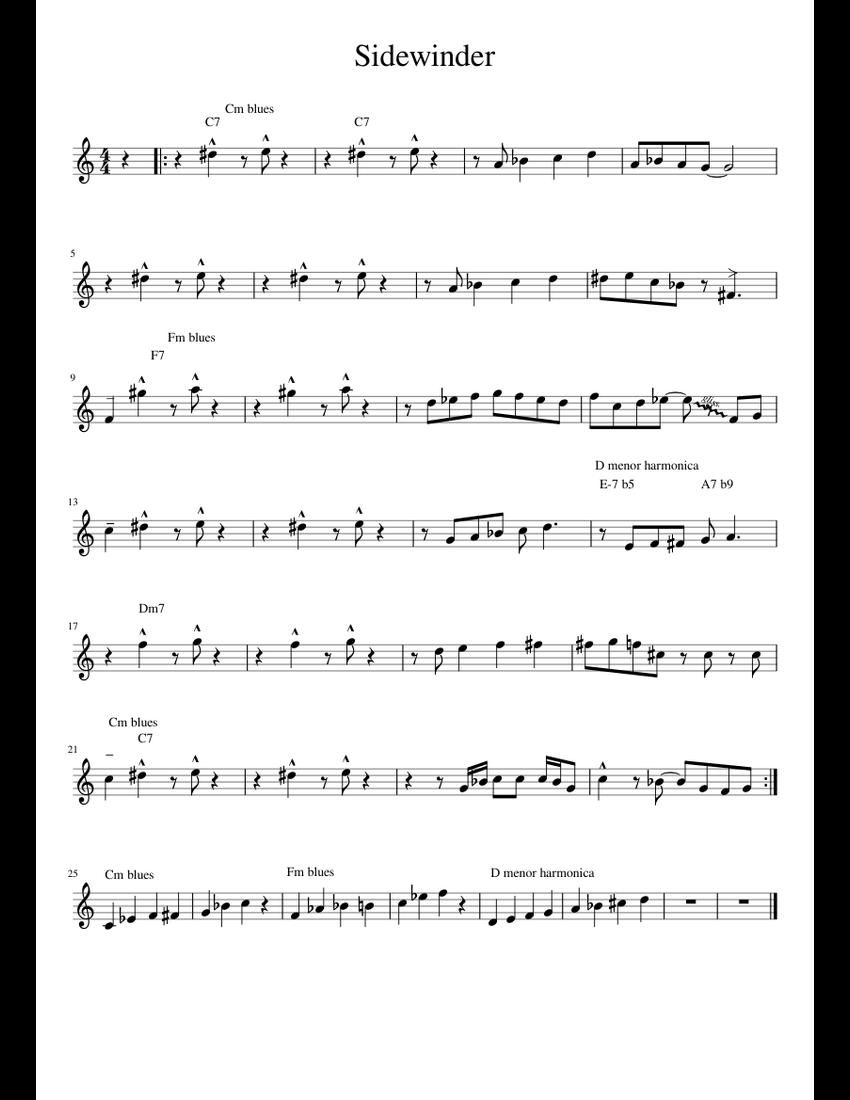 Sidewinder t sheet music for Flute download free in PDF or MIDI