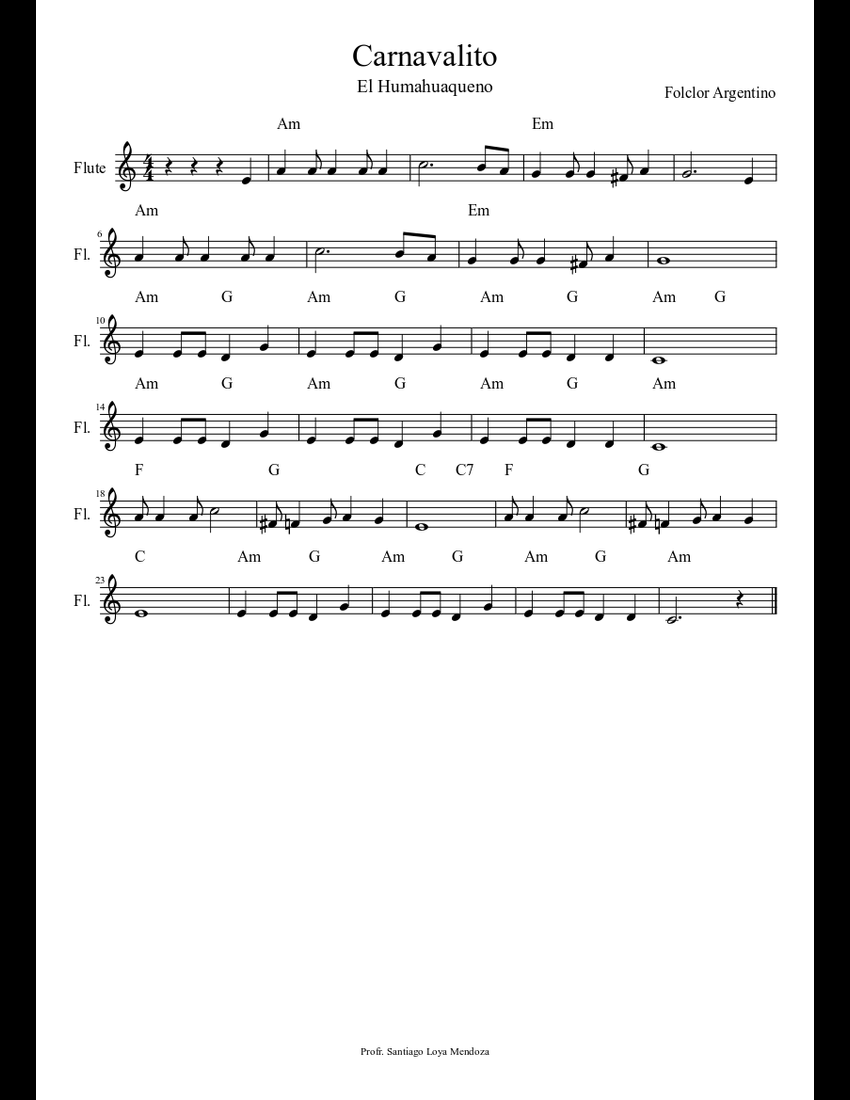 Carnavalito sheet music download free in PDF or MIDI
