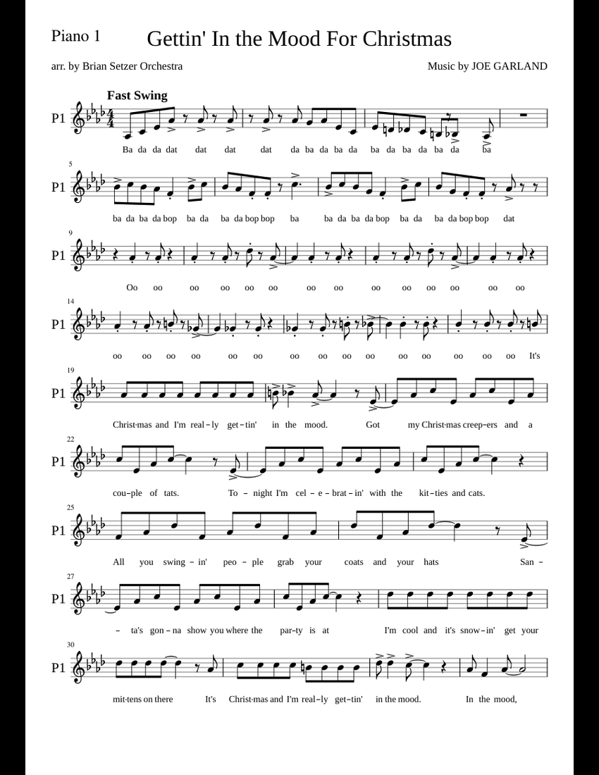 Gettin' In the Mood For Christmas sheet music for Piano download free ...