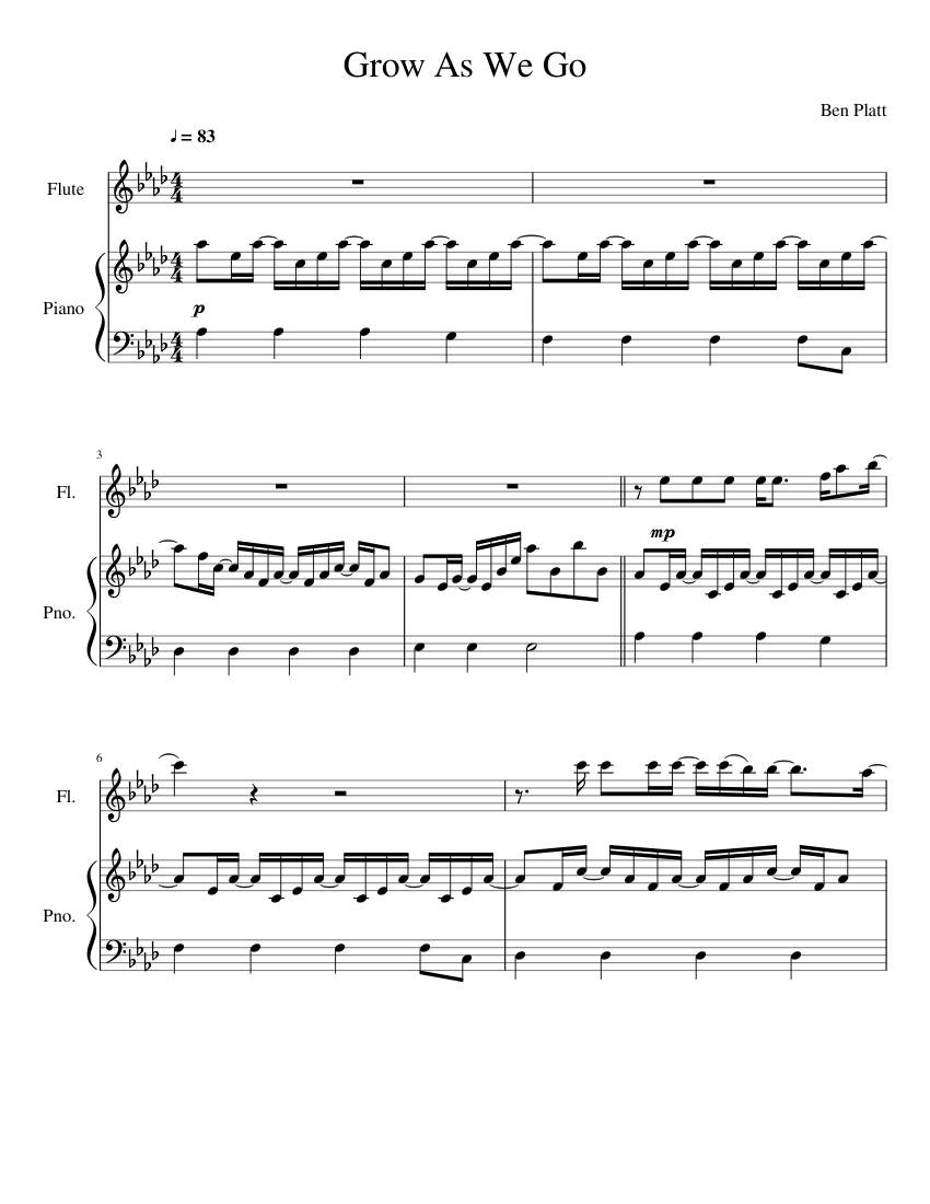 Grow As We Go sheet music for Flute, Piano download free in PDF or MIDI