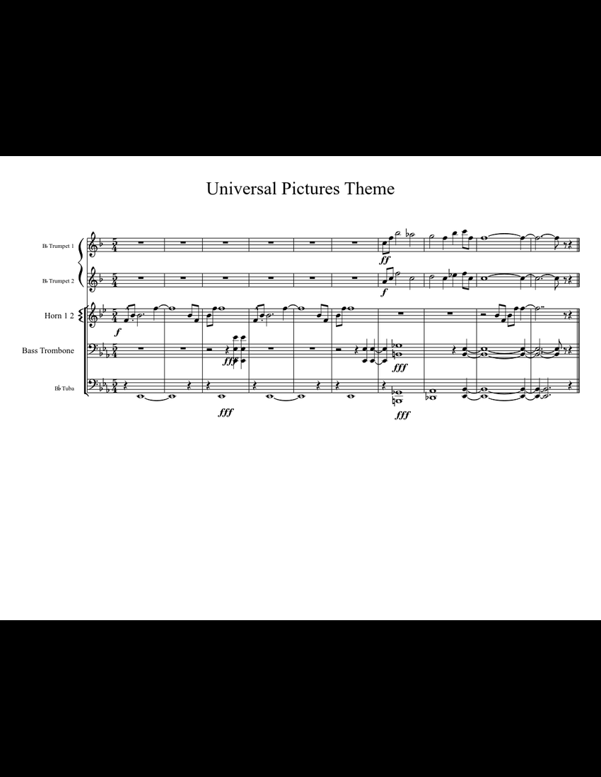 Universal Pictures Theme Brass Quintet sheet music download free in PDF ...