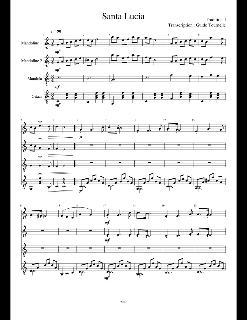 Santa Lucia sheet music for Guitar download free in PDF or MIDI