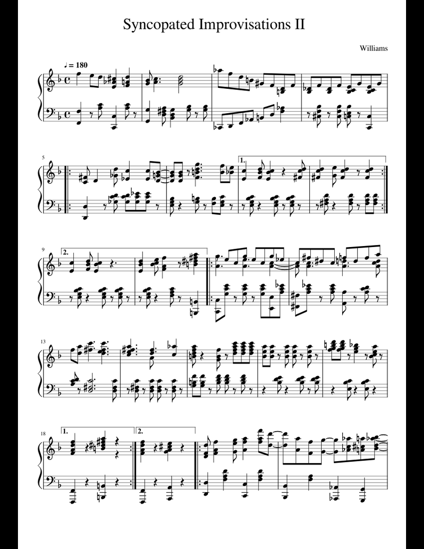 Syncopated Improvisations II sheet music for Piano download free in PDF or MIDI