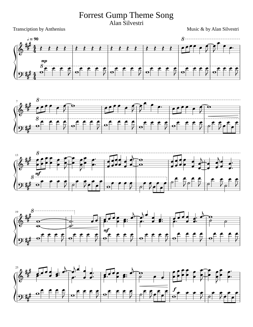 Forrest Gump Theme Song Sheet music for Piano | Download free in PDF or ...