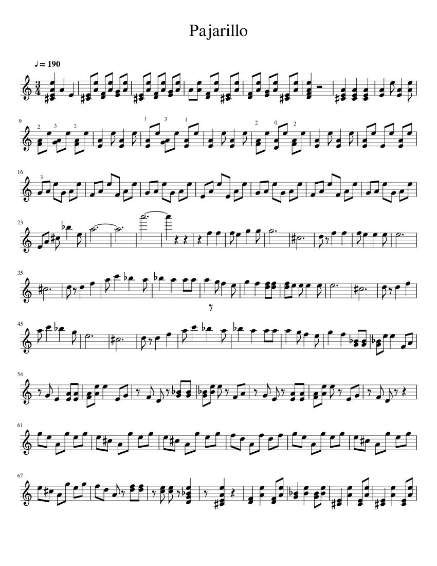 Pajarillo Sheet music for Piano | Download free in PDF or MIDI | Musescore.com