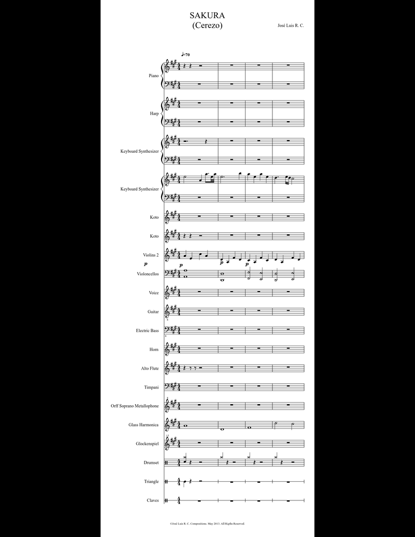 SAKURA sheet music download free in PDF or MIDI