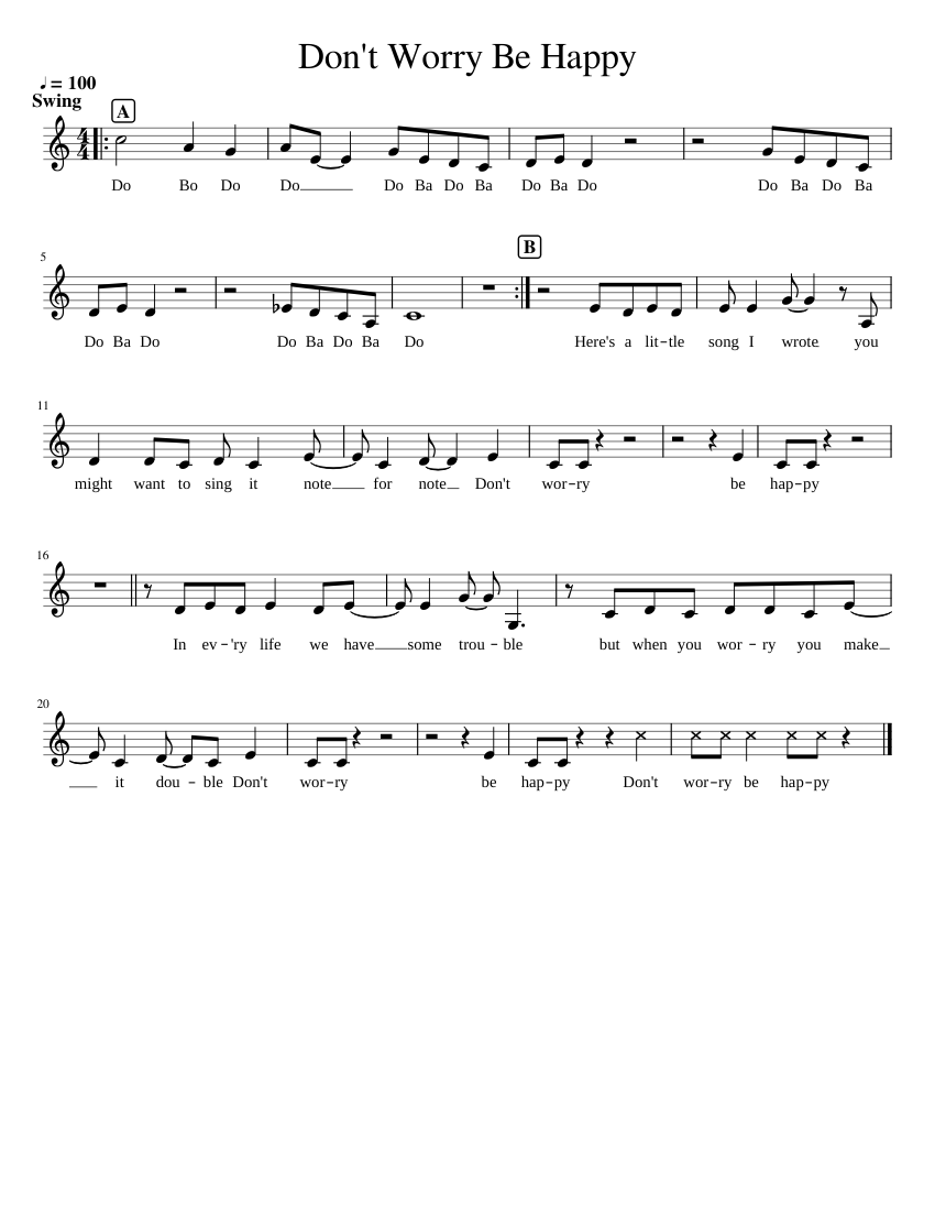 Don t Worry Be Happy 2 sheet music for Piano download free in PDF or MIDI
