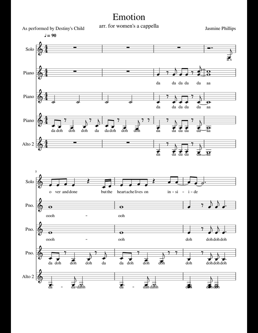 Emotion sheet music for Piano download free in PDF or MIDI