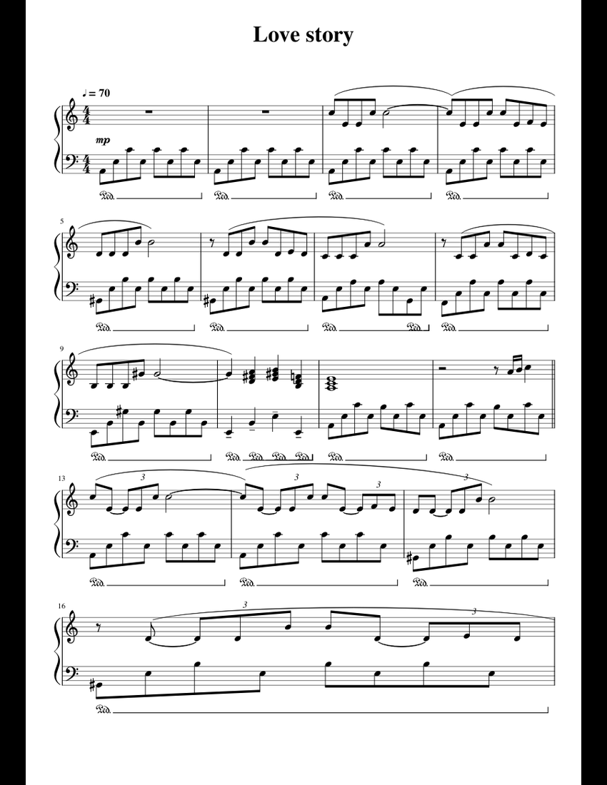 Love_story sheet music for Piano download free in PDF or MIDI