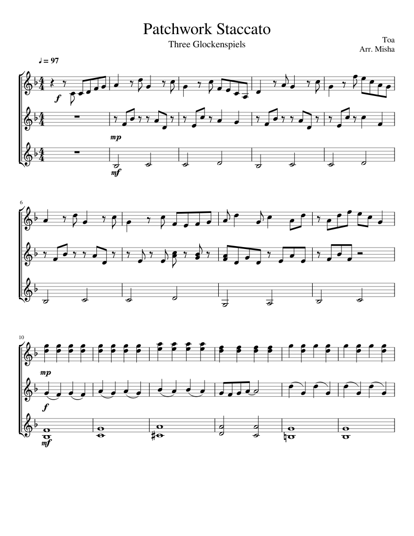 Patchwork Staccato Sheet music for Glockenspiel (Percussion Trio) | Musescore.com